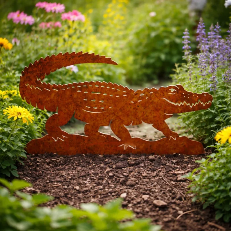 Crocodile Corten steel Garden sculpture - Iron Leaf Studio