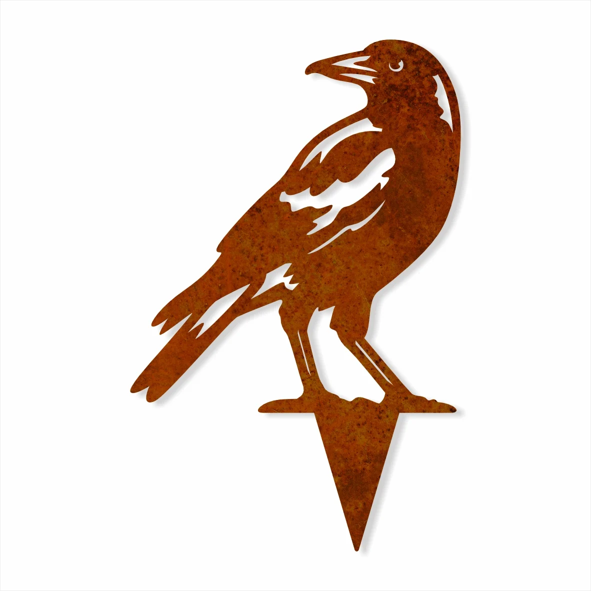 Magpie - Head Turned Corten Steel Garden Sculpture - Iron Leaf Studio