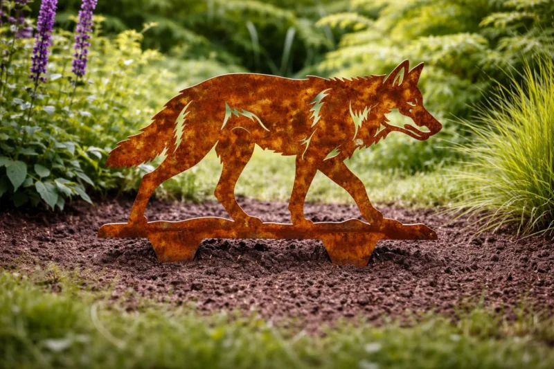 Wolf Corten Steel Garden Sculpture - Iron Leaf Studio